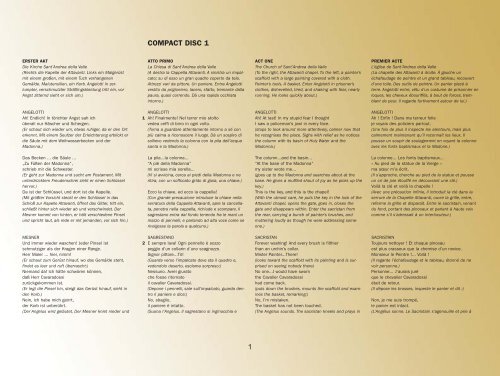 Tosca libretto - EMI Classics - The Home Of Opera