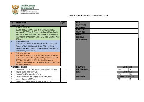 PROCUREMENT OF ICT EQUIPMENT FORM
