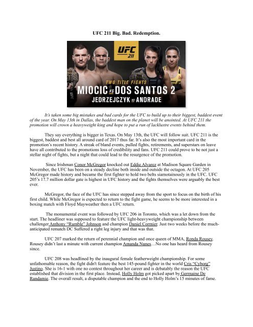UFC 211 Preview