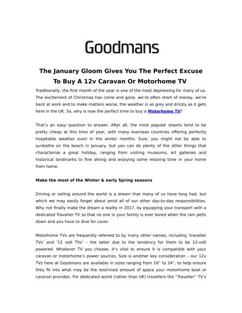 The January Gloom Gives You The Perfect Excuse To Buy A 12v Caravan Or ...