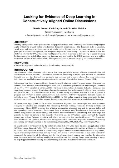 Looking For Evidence Of Deep Learning In Constructively Aligned 2966
