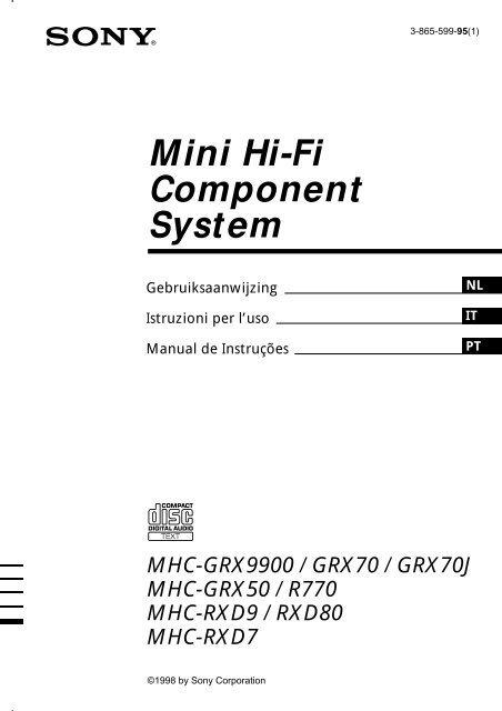 Sony MHC-GRX50 - MHC-GRX50 Consignes d’utilisation Néerlandais