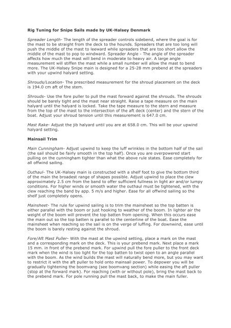 Rig Tuning for Snipe Sails made by UK-Halsey ... - Sailmaker.org