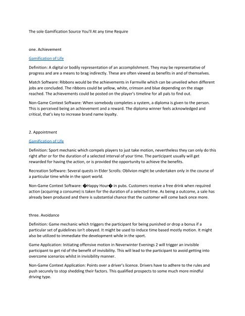 The sole Gamification Source You6