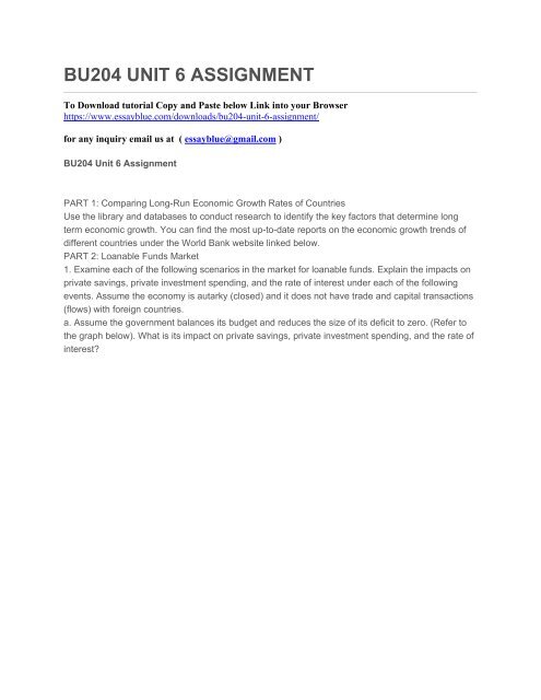 Bu204 Unit 6 Assignment