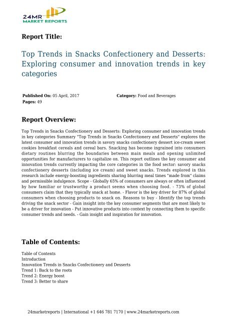 Top Trends in Snacks Confectionery and Desserts: Exploring consumer and ...