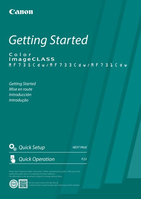 Canon Color imageCLASS MF733Cdw - imageCLASS MF735Cdw/MF733Cdw/MF731Cdw ...