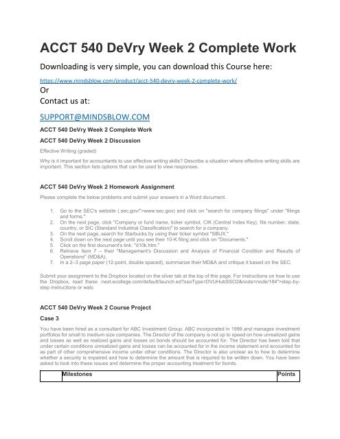 ACCT 540 DeVry Week 2 Complete Work