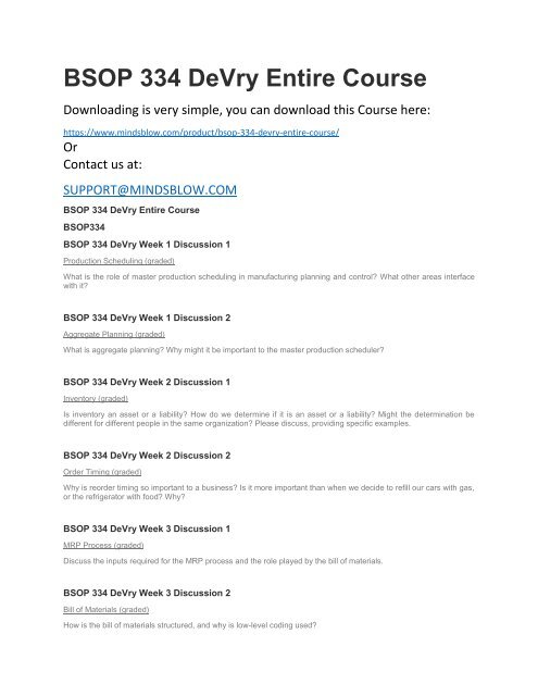 BSOP 334 DeVry Entire Course