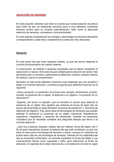 SELECCIÓN DE HADWARE