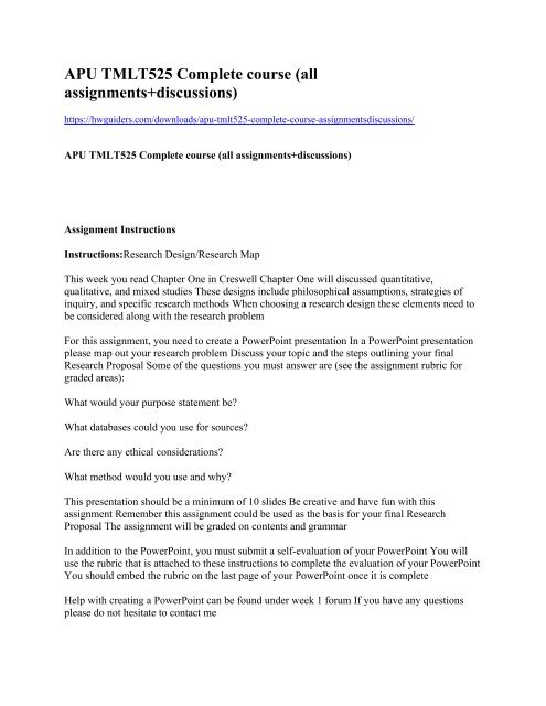 APU TMLT525 Complete course