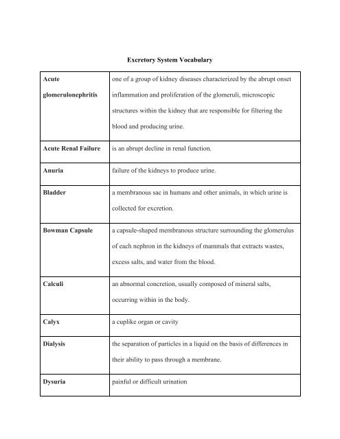 ExcretorySystemVocabulary