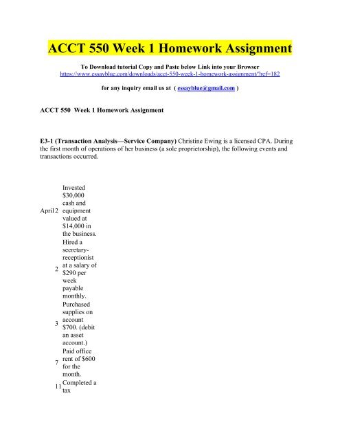 ACCT 550 Week 1 Homework Assignment ACCT 550 Week 1 Homework Assignment
