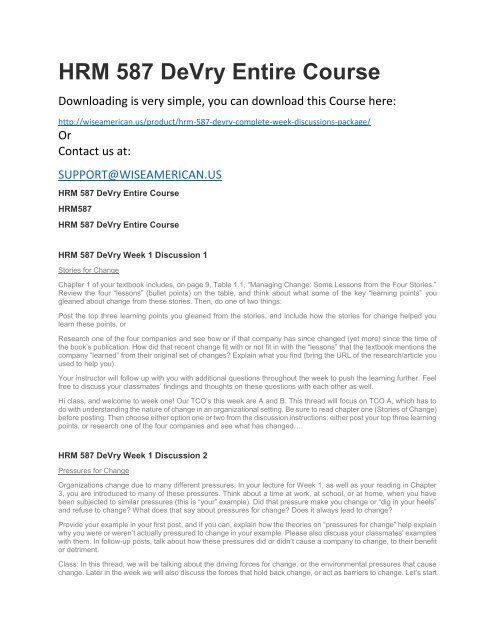 HRM 587 DeVry Entire Course