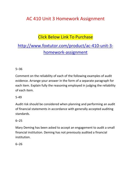 AC 410 Unit 3 Homework Assignment