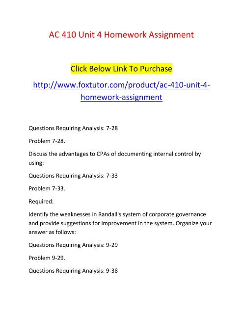 AC 410 Unit 4 Homework Assignment
