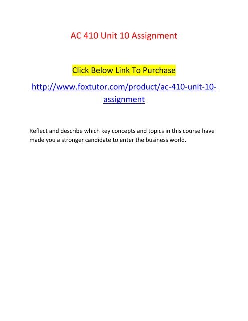 AC 410 Unit 10 Assignment