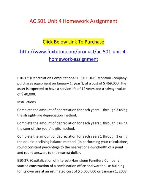 AC 501 Unit 4 Homework Assignment
