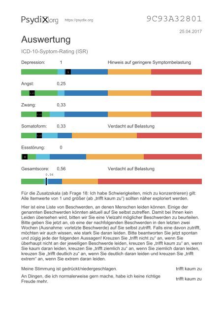 ISR Auswertung - ICD-10-Symptom-Rating