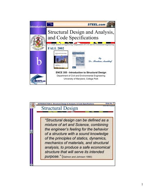 Structural Design and Analysis, and Code Specifications ... - Assakkaf