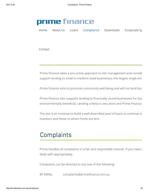 Compliance - Prime Finance