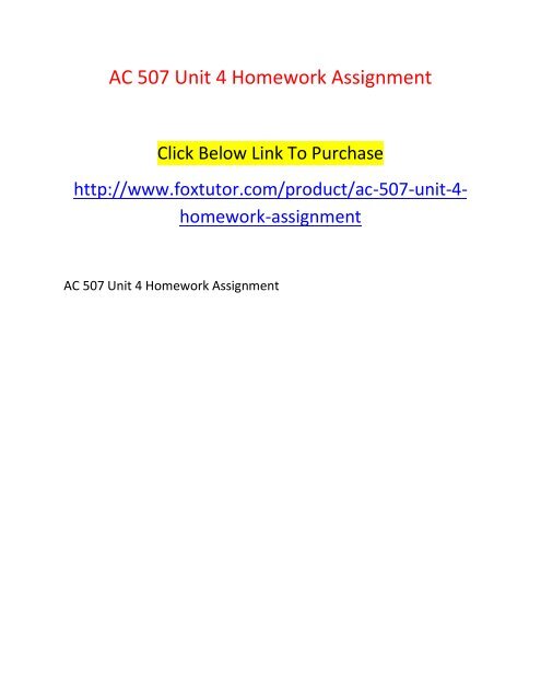 AC 507 Unit 4 Homework Assignment