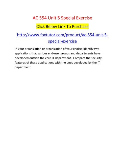 AC 554 Unit 5 Special Exercise