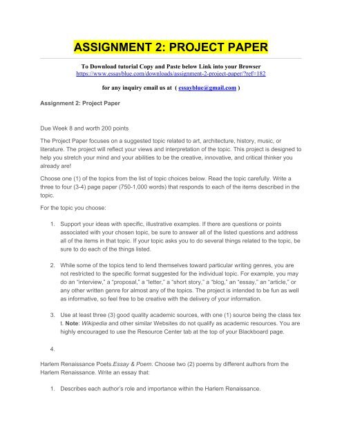 ASSIGNMENT 2 PROJECT PAPER