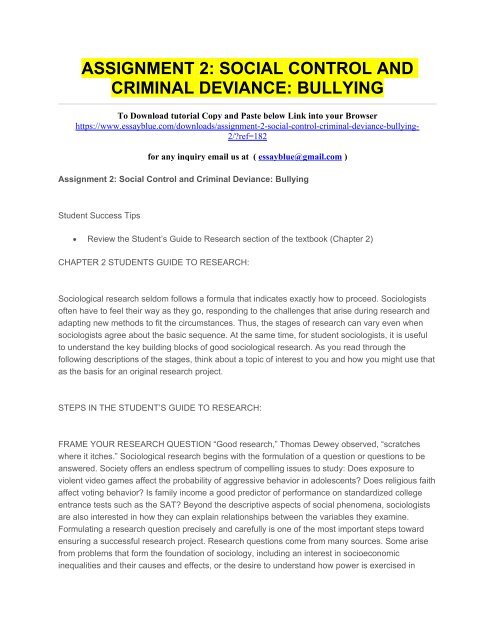 ASSIGNMENT 2 SOCIAL CONTROL AND CRIMINAL DEVIANCE BULLYING (2)
