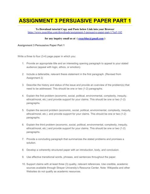 ASSIGNMENT 3 PERSUASIVE PAPER PART 1