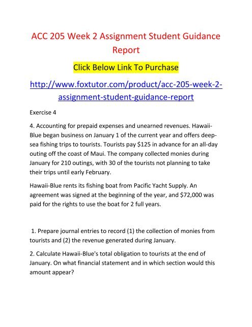 ACC 205 Week 2 Assignment Student Guidance Report