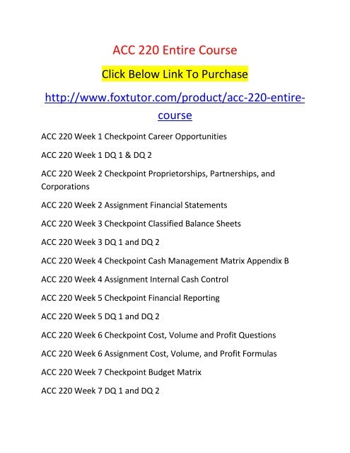 ACC 220 Entire Course