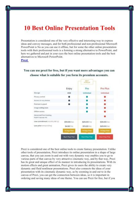 10 Presentation Tools you should use