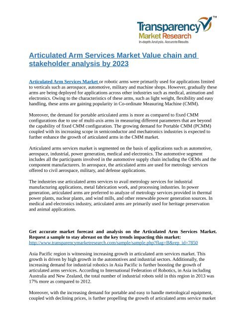 Articulated Arm Services Market