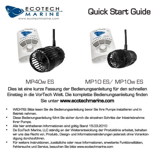 Quick Start Guide - EcoTech Marine
