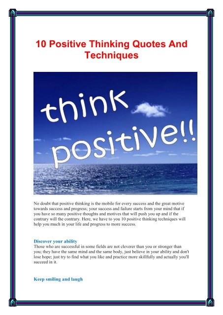 Learn positive thinking strategies and techniques