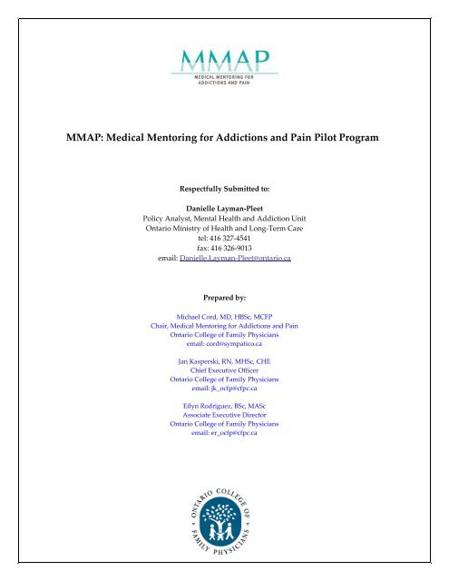 MMAP: Medical Mentoring for Addictions and Pain Pilot Program