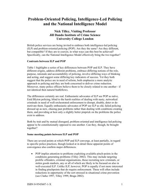 Problem-Oriented Policing, Intelligence-Led Policing and the - Dgai