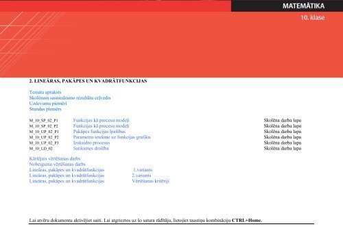 2. LINEĀRAS, PAKĀPES UN KVADRĀTFUNKCIJAS Temata ...