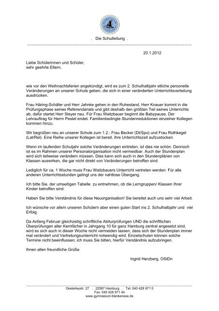 Die Schulleitung - Gymnasium Blankenese