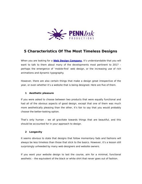 5 Characteristics Of The Most Timeless Designs