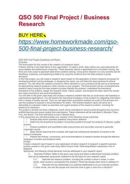 QSO 500 Final Project : Business Research