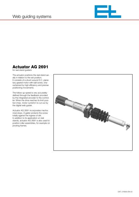 Web guiding systems Actuator AG 2691 - Erhardt+Leimer