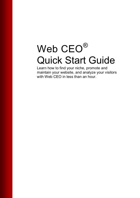 Web CEO Quick Start Guide