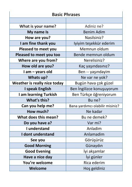 BASIC PHRASES