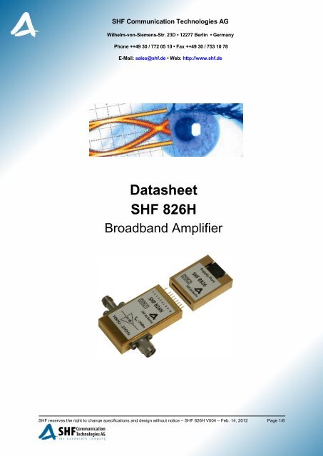 SHF 826H - SHF Communication Technologies AG