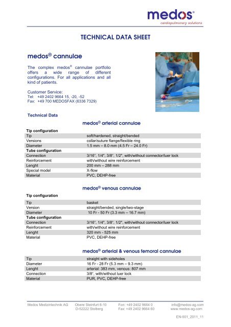 Technical Data Sheet - Medos Medizintechnik AG