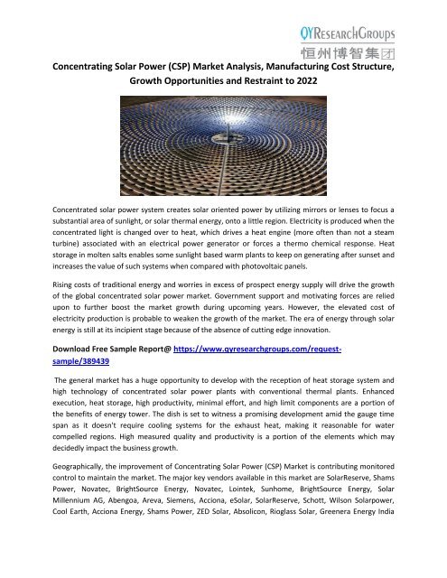Concentrated solar power system