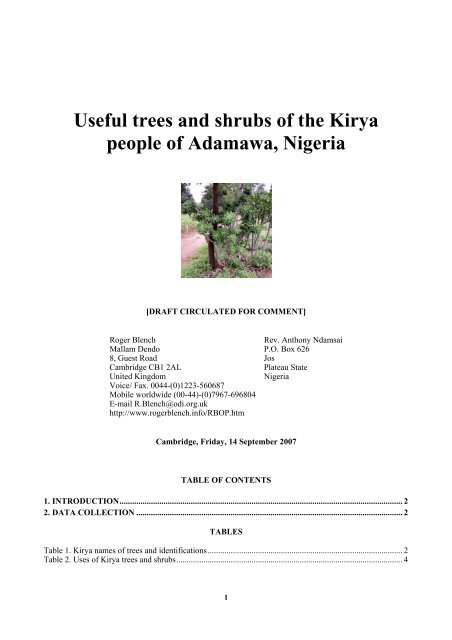 Useful trees and shrubs of the Kirya people of ... - Roger Blench
