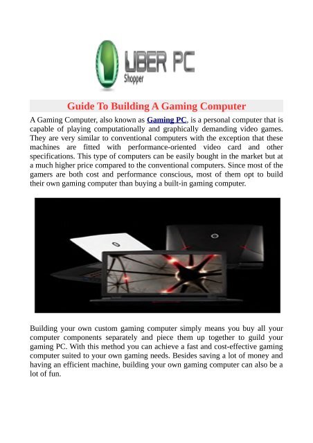 Guide To Building A Gaming Computer